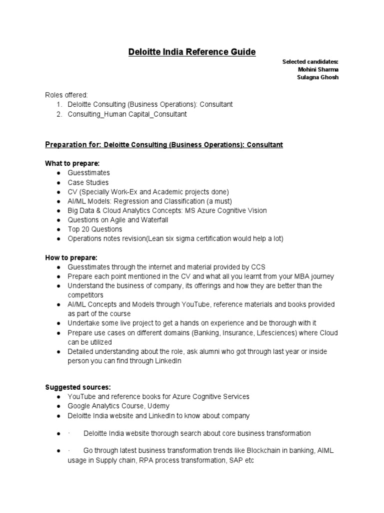 Deloitte Reference Guide | PDF