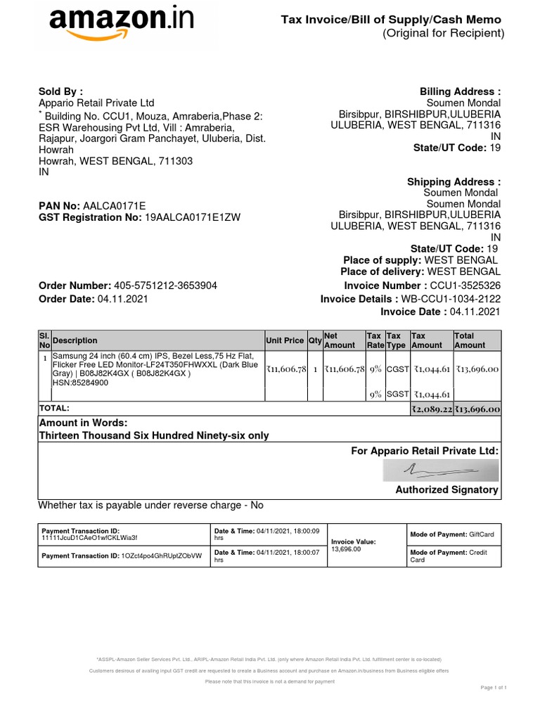 Amazon Invoice Monitor | PDF | Invoice | Money