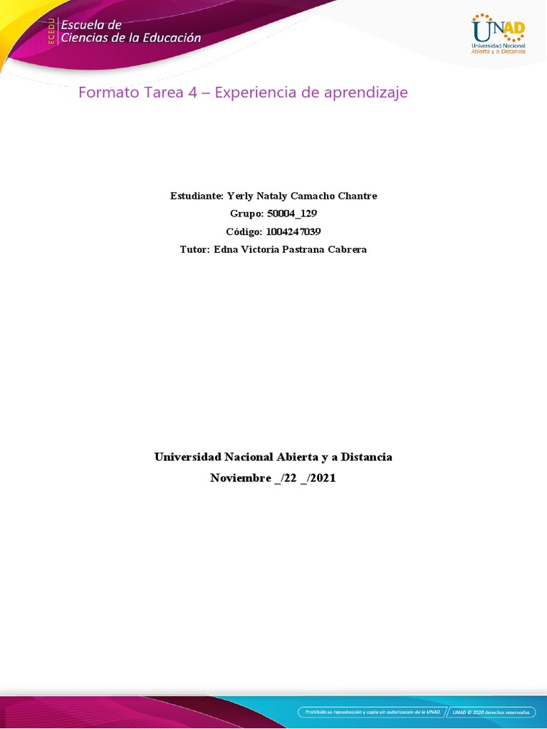 Formato Tarea 4 | PDF | Aprendizaje | Teoría de la educación
