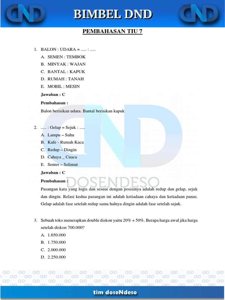 TIU 7 Pembahasan | PDF