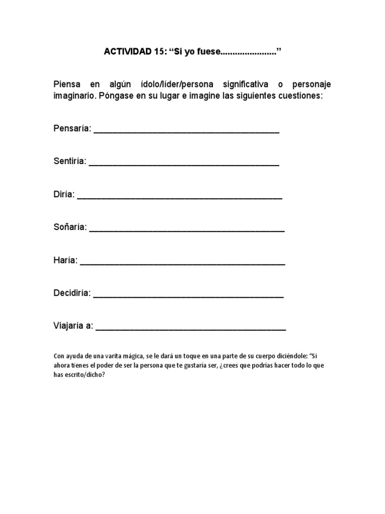 ACTIVIDAD 15 Si Yo Fuera | PDF