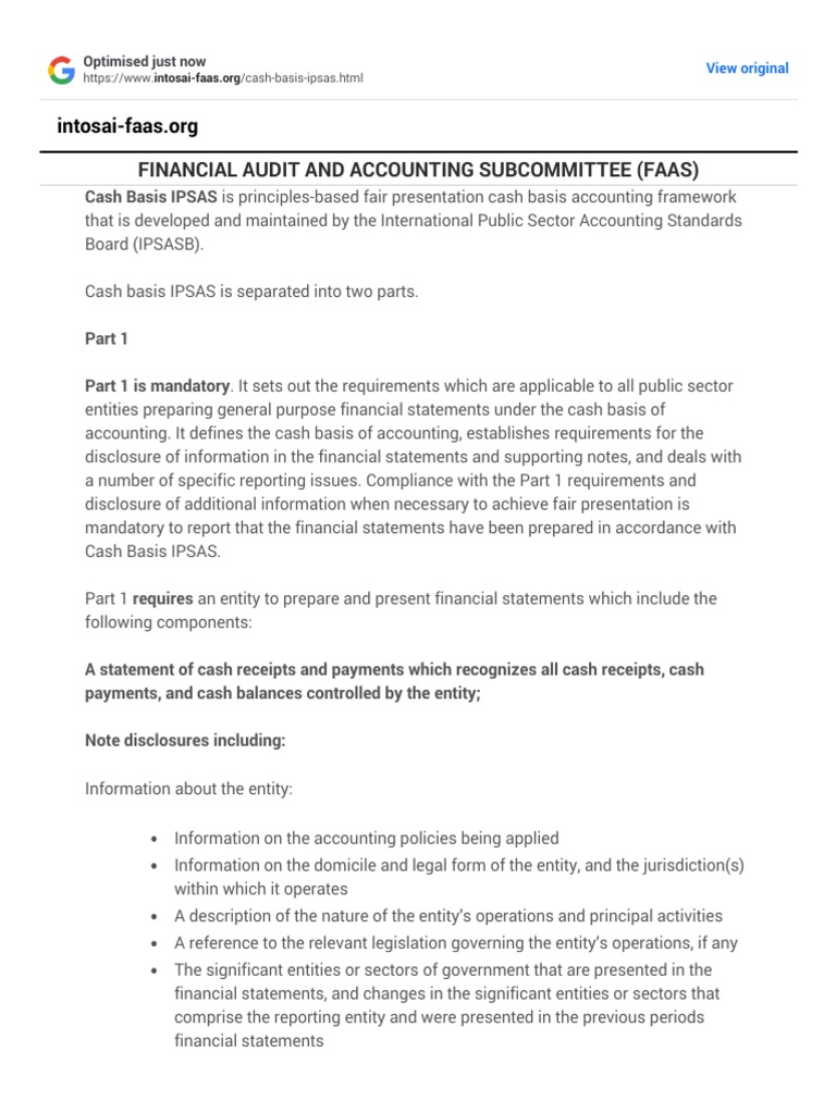 Cash Basis IPSAS Overview for Auditors | PDF | Financial Statement ...