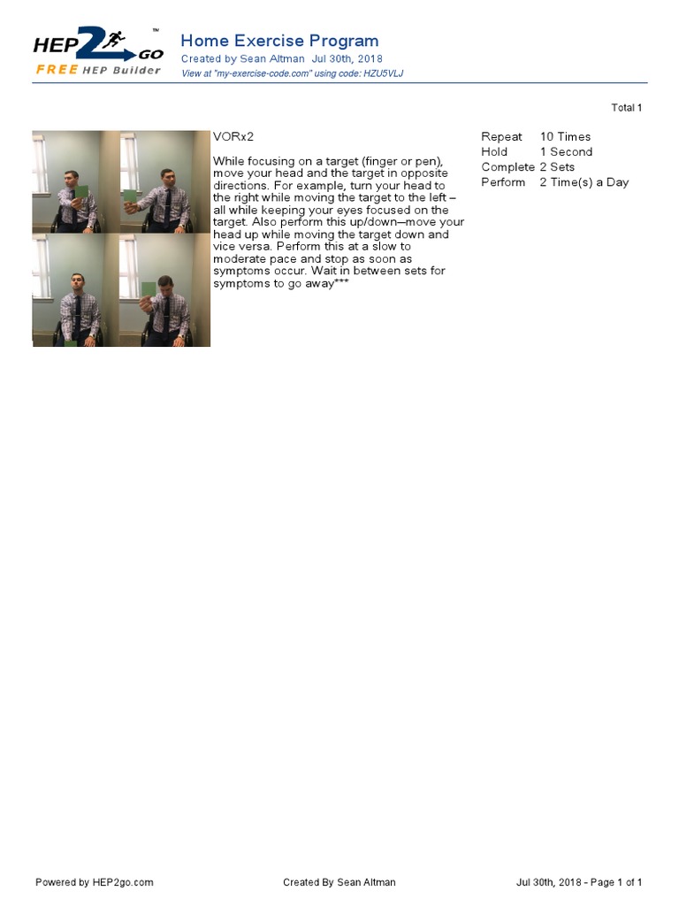 VORx2 Home Exercise Program | PDF