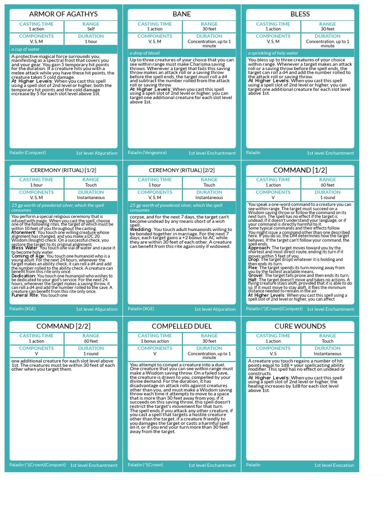 Paladin Spells D&D 5e | PDF