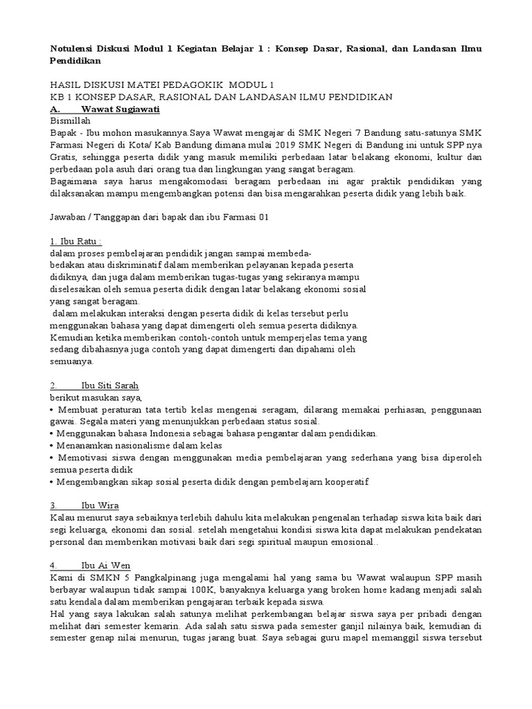 Notulensi Modul 1 Konsep Dasar Ilmu Pendidikan | PDF