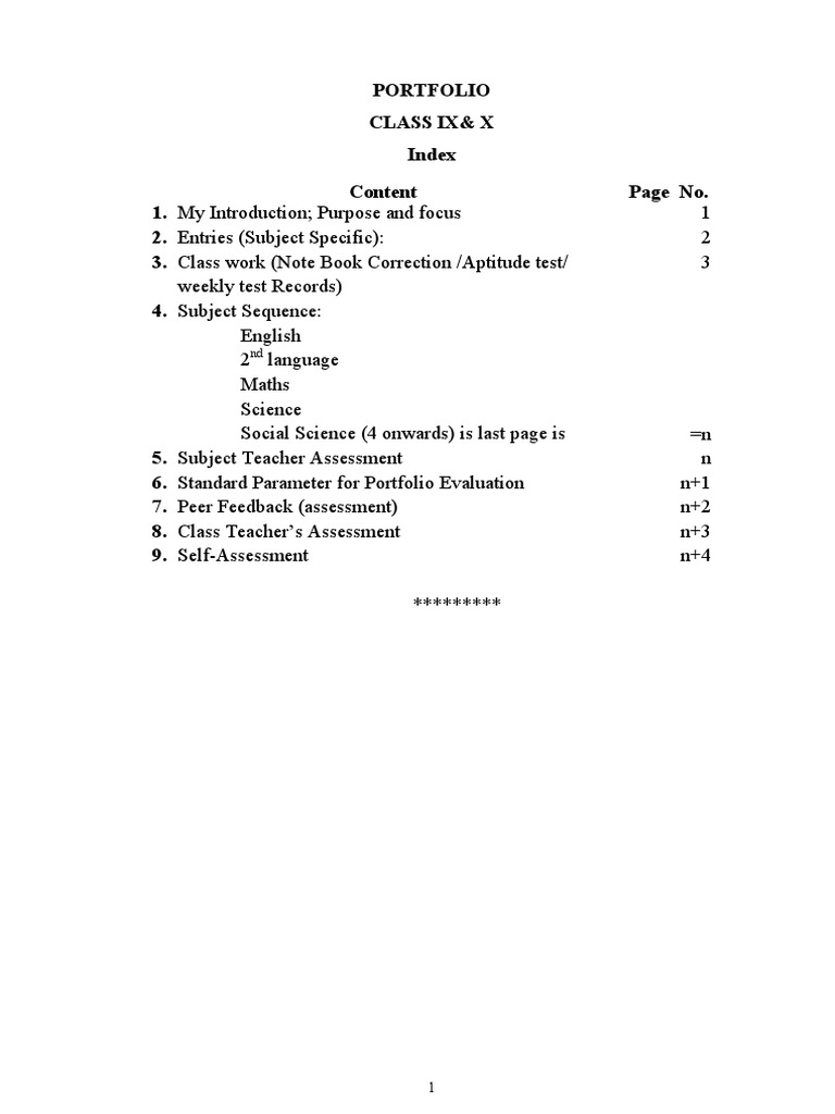 Portfolio For Classes Ix X Pdf Cognition Learning