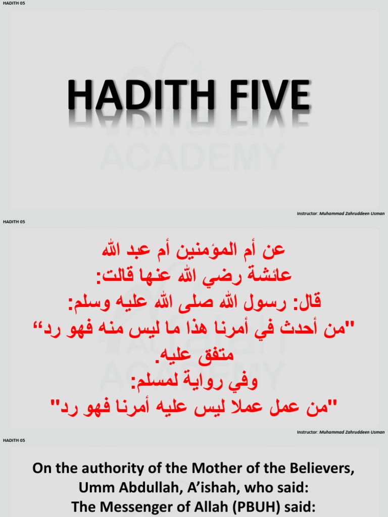 05 - Hadith 05 Summary (Nawawi) | PDF | Hadith | Muhammad