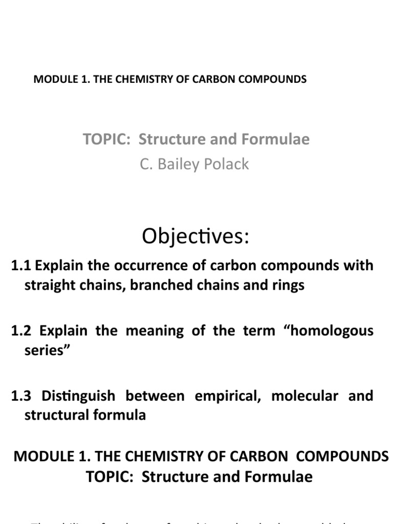 Module 1. The Chemistry of Carbon Compounds | PDF | Mole (Unit) | Isomer