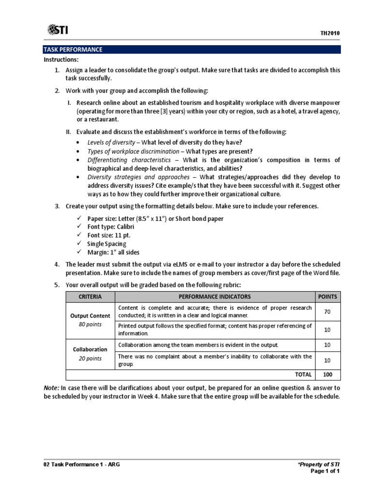 02 Task Performance 1 - ARG | PDF | Communication | Cognition