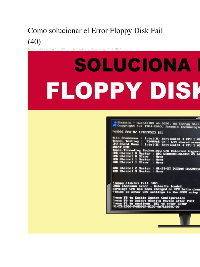 Como Solucionar El Error Floppy Disk Fail | PDF