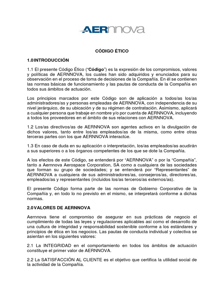 Codigo Etico | PDF | Calidad (comercial) | Valores