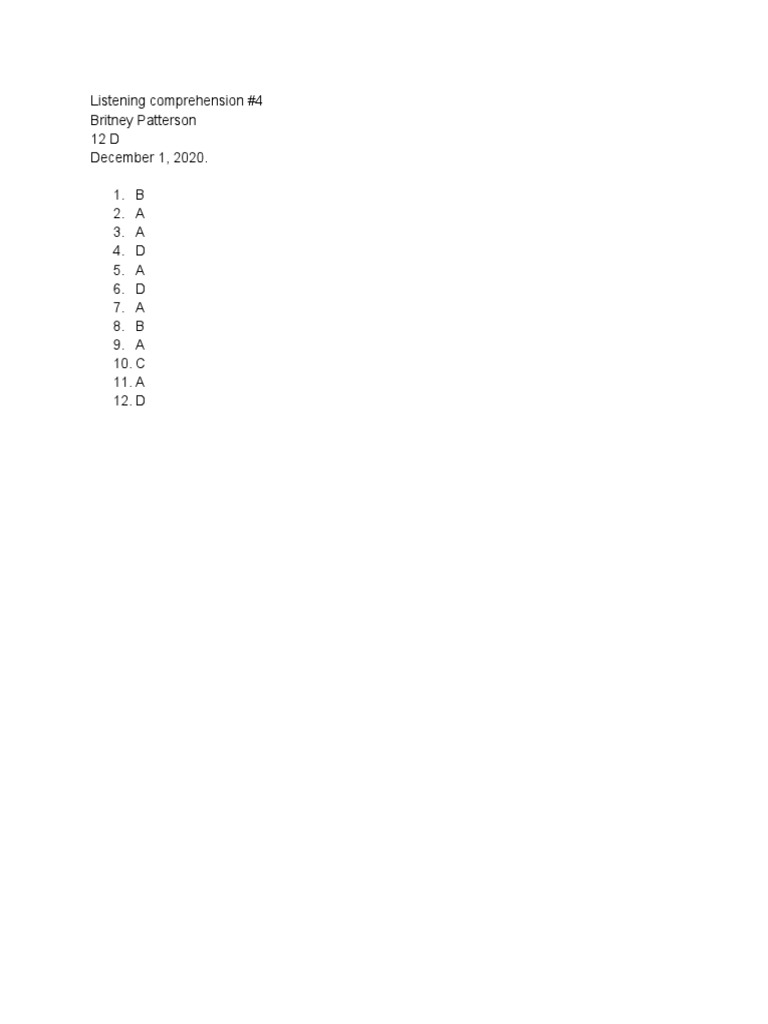 Listening Comprehension #4 | PDF
