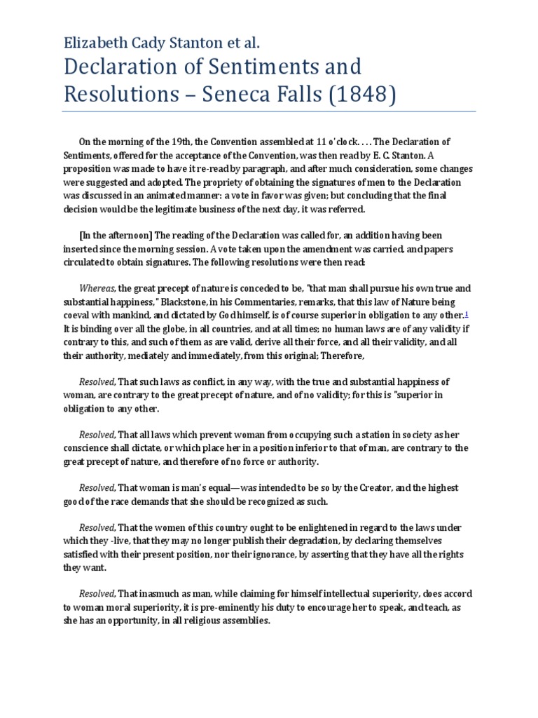 1848 Declaration of Sentiments | PDF | Applied Ethics