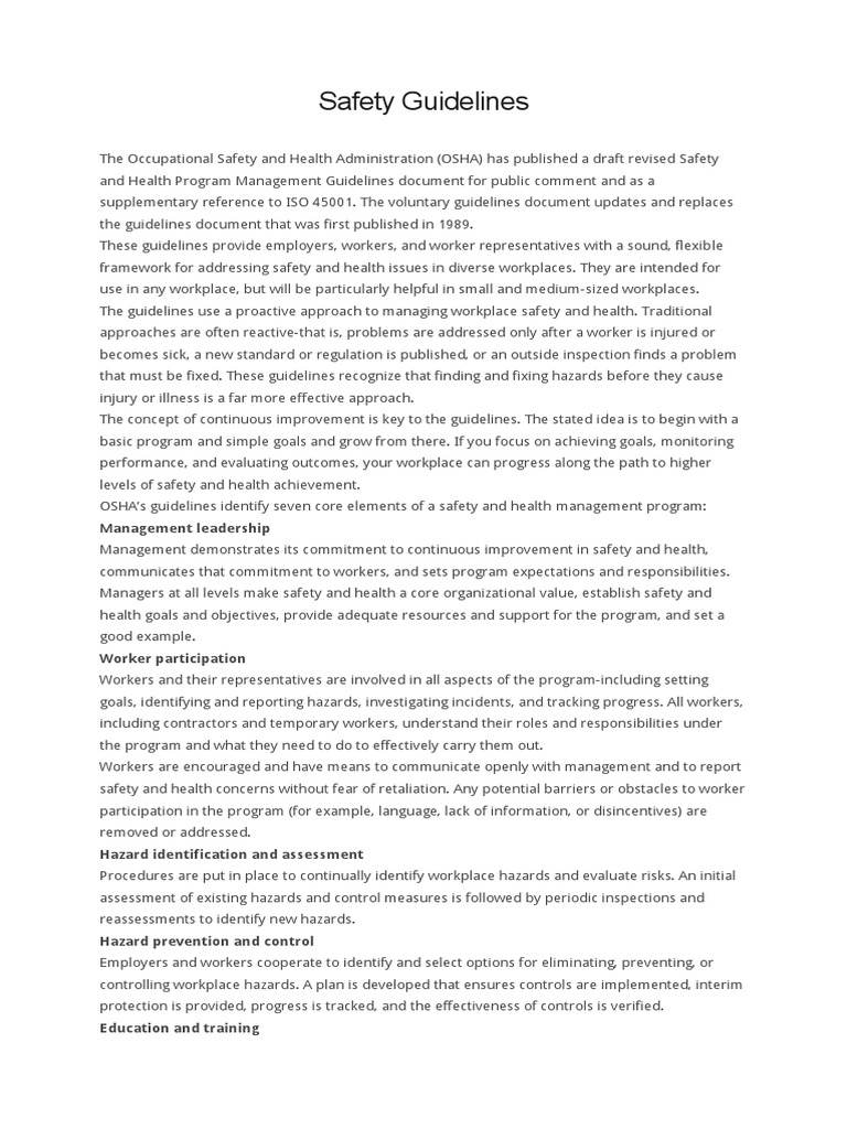 Safety Guidelines | PDF | Occupational Safety And Health | Safety