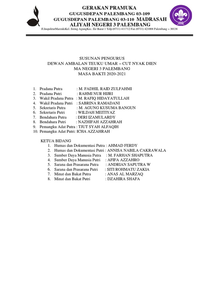 Susunan Pengurus 20 | PDF