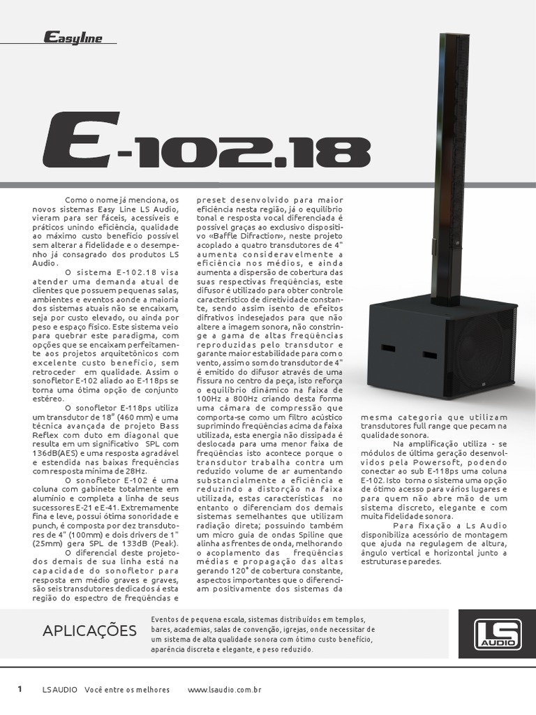 Easyline E-102 X E-118ps | PDF | Frequência | Som
