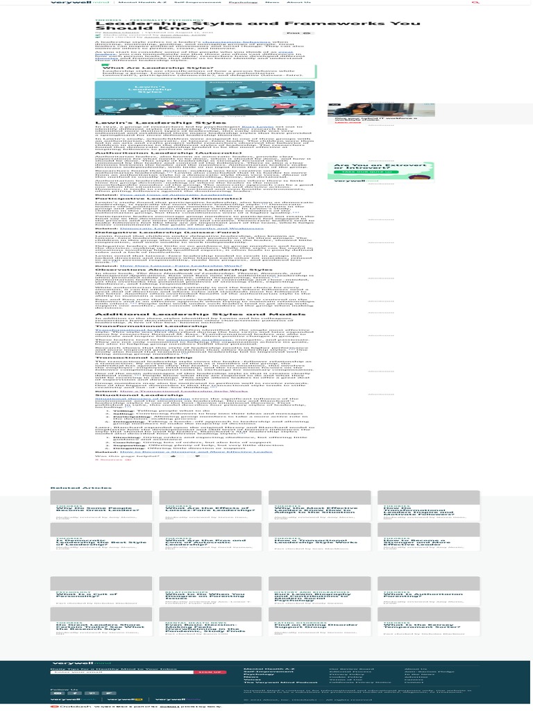 Leadership Styles and Frameworks | PDF | Leadership | Leadership