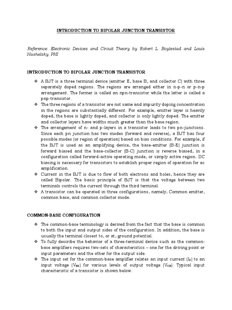 Bipolar Junction Transistor | PDF | Bipolar Junction Transistor | Electrical Engineering