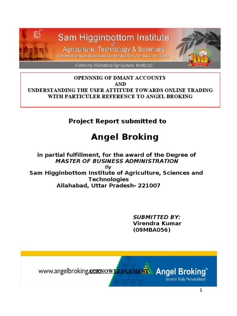 Angel Broking Demat Project | PDF | Securities (Finance) | Capital Market