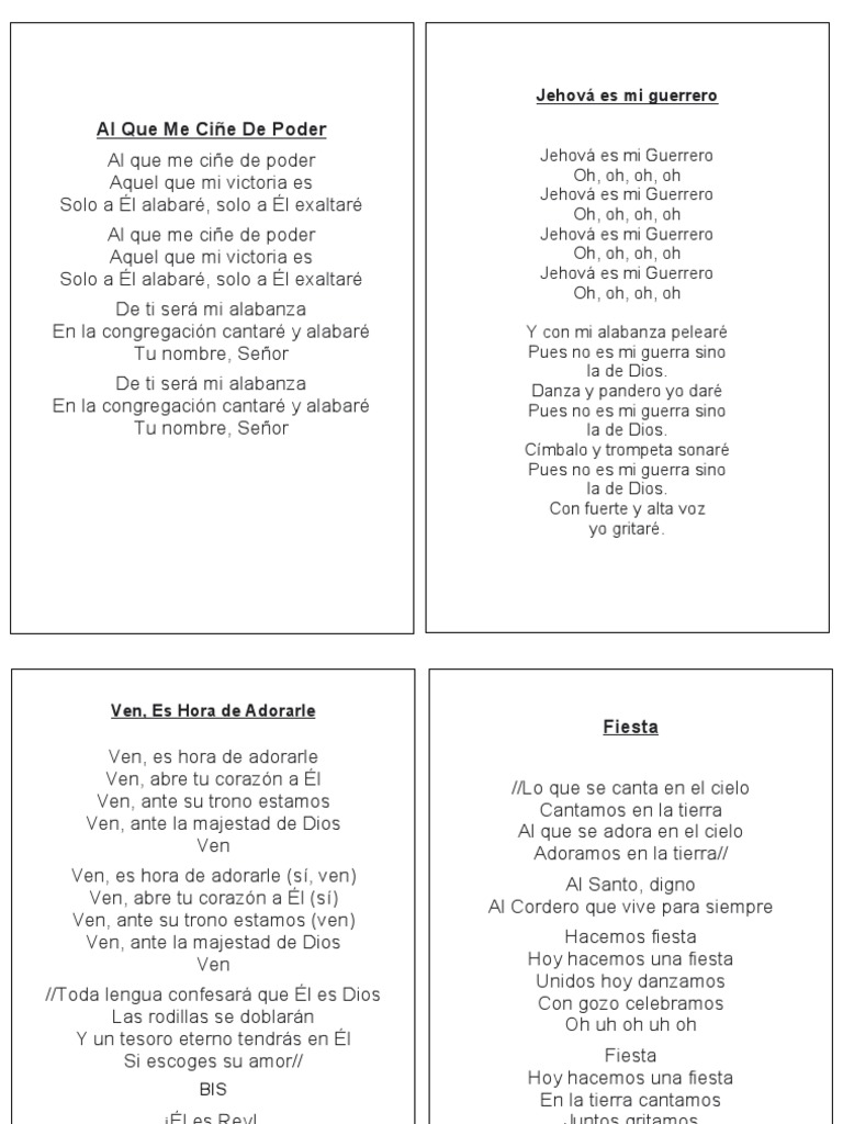 Letras De Alabanzas Cristianas