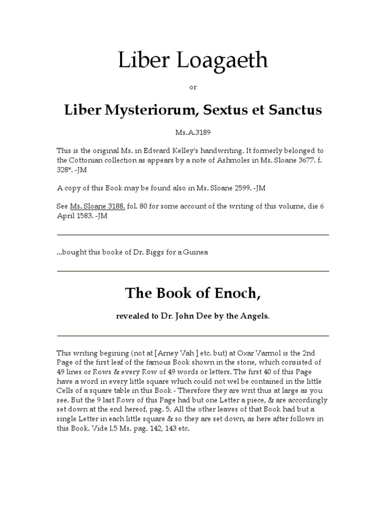 Liber Loagaeth: Liber Mysteriorum, Sextus Et Sanctus | PDF | Nature