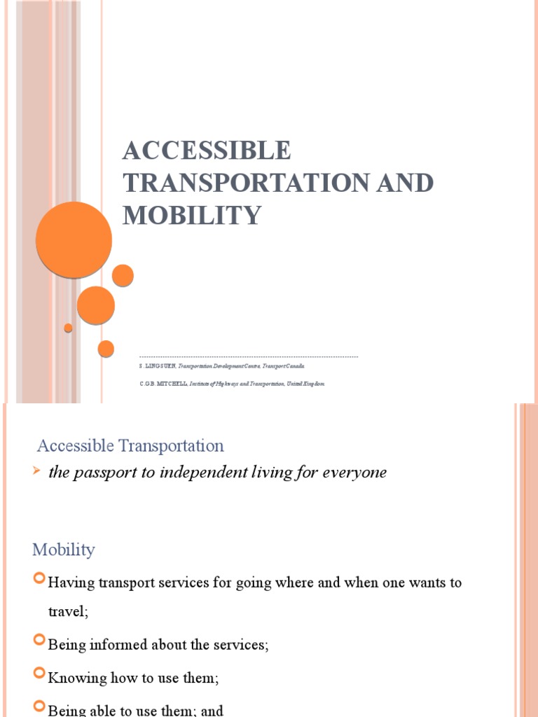 Accessible Transportation and Mobility: S. LING SUEN, Transportation ...