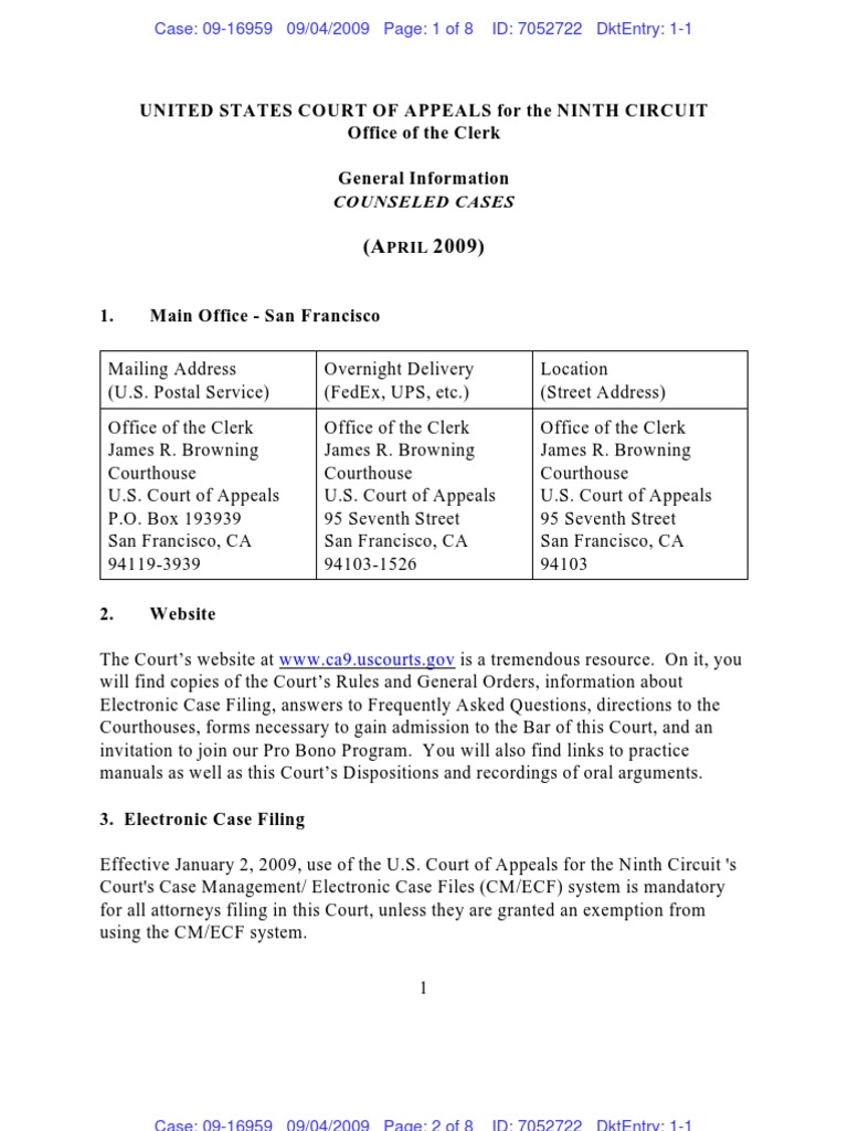 United States Court of Appeals For The Ninth Circuit Office of The ...