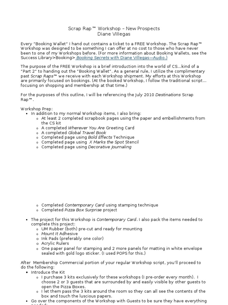 Scrap Rap Workshop - For Edit | PDF | Scrapbooking | Communication Design