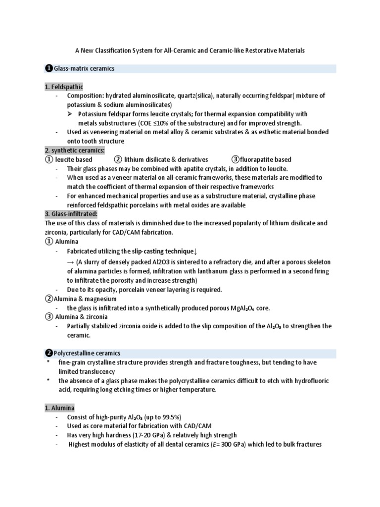 All Ceramic Classification. | Download Free PDF | Zirconium Dioxide ...