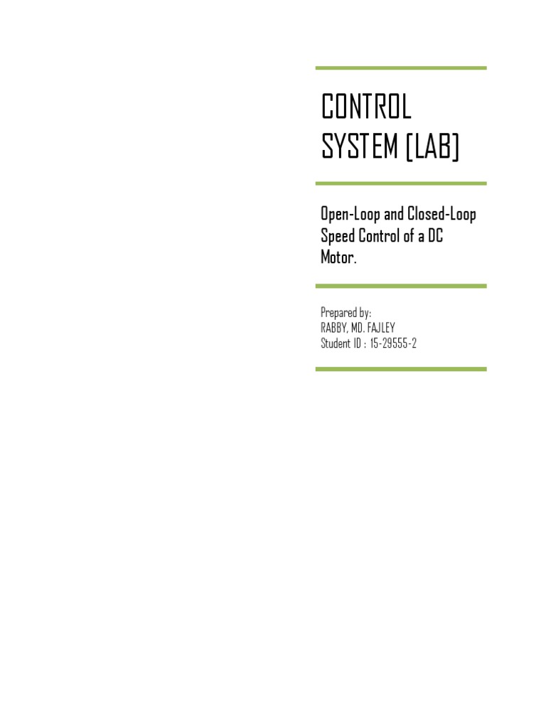 Control Lab Exp 02 Open Loop And Closed Loop Speed Control Of A Dc 5980