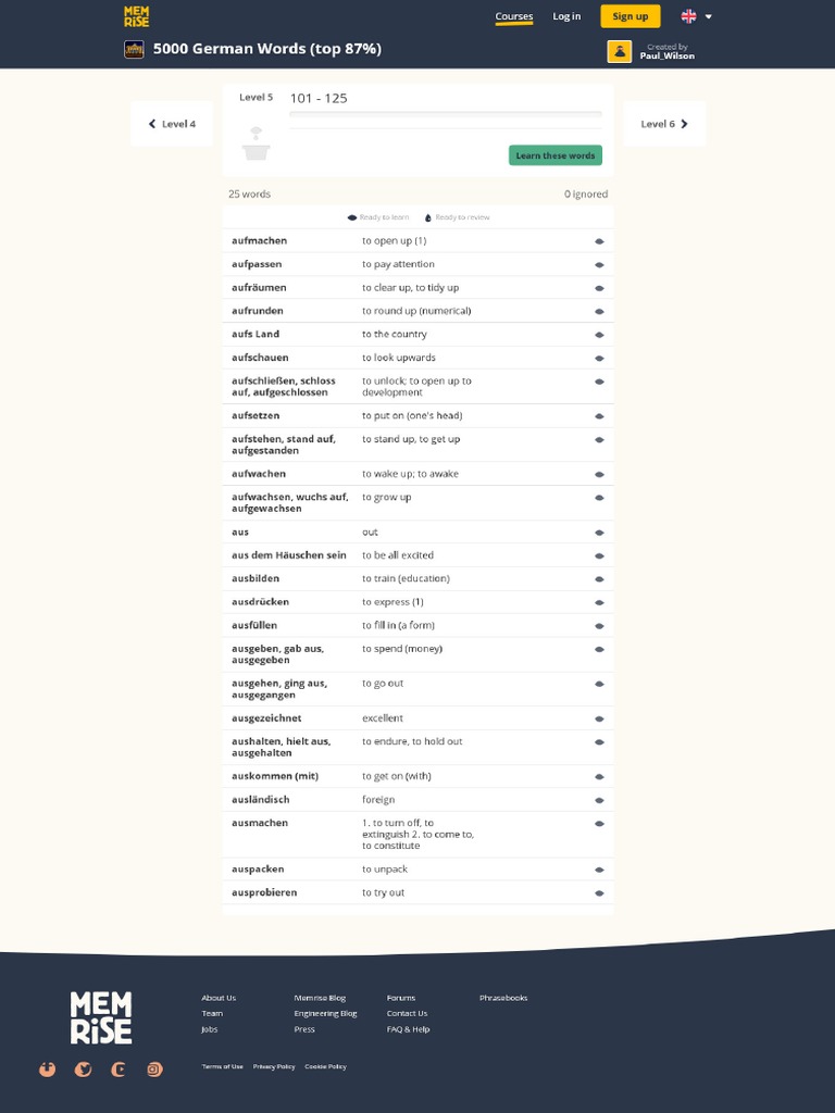 FireShot Capture 006 - Level 5 - 101 - 125 - 5000 German Words (Top 87%) - Memrise | PDF