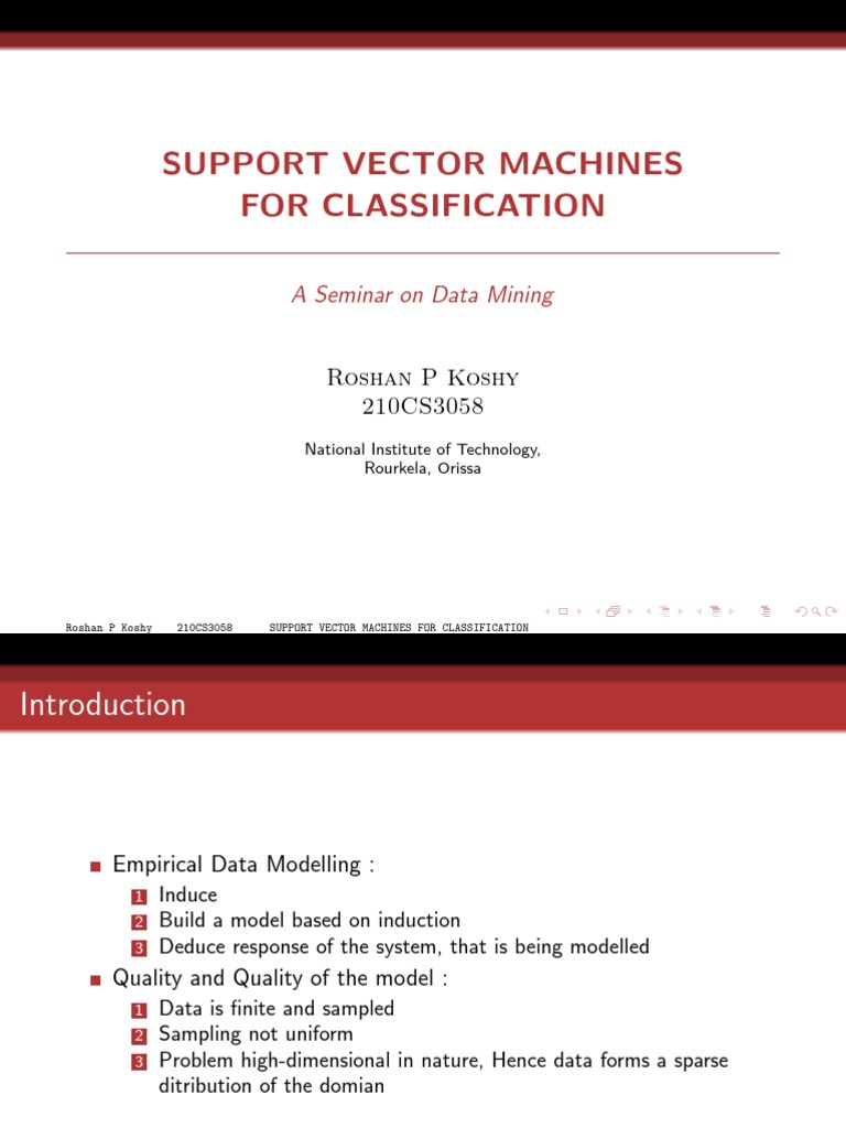 Support Vector Machines For Classification A Seminar On Data Mining Pdf Support Vector