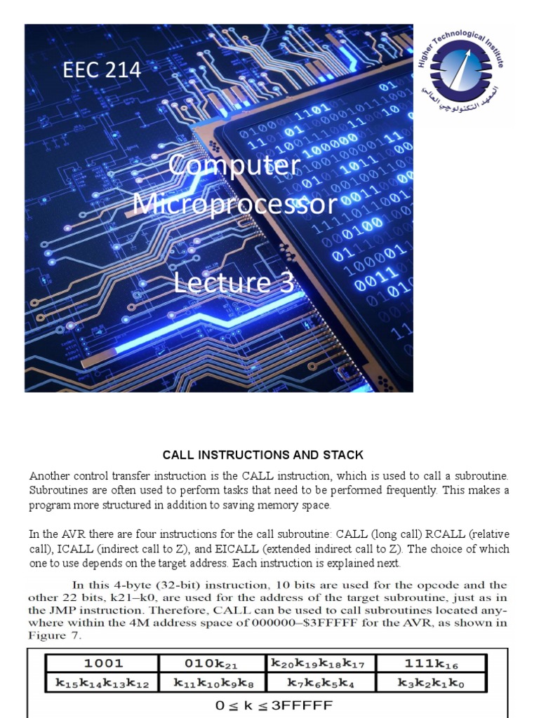 EEC 214 Lecture 3 | PDF | Central Processing Unit | Subroutine