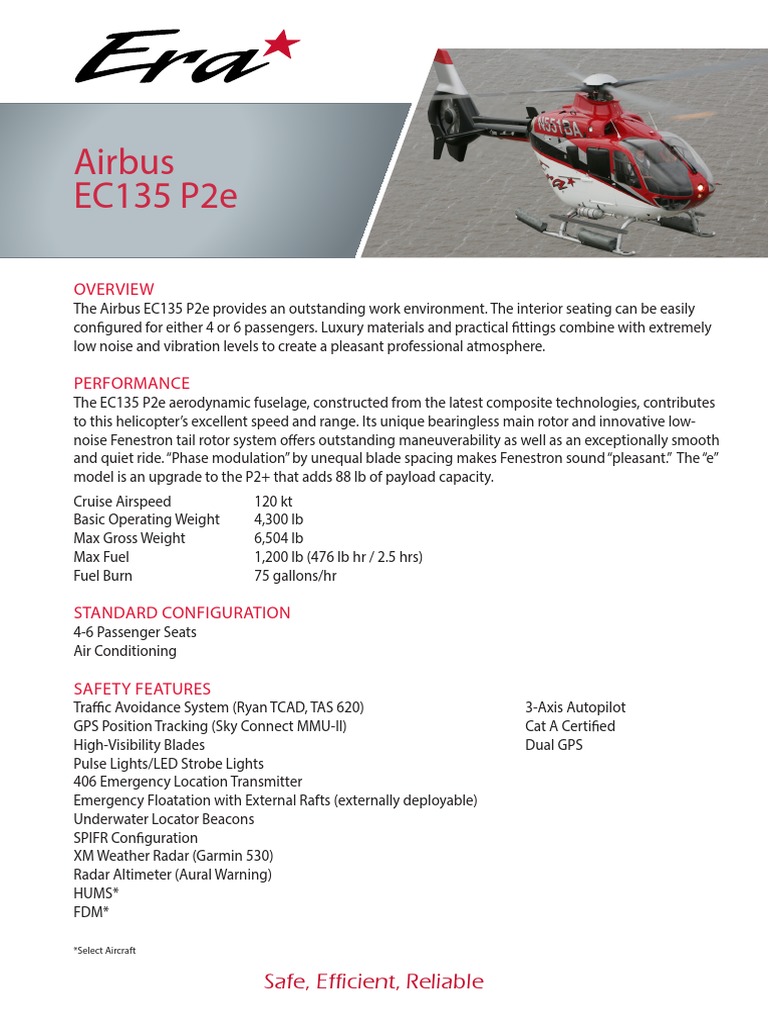 EC135 P2e Spec Sheet - 02 - 2016 | PDF | Manufactured Goods | Aviation