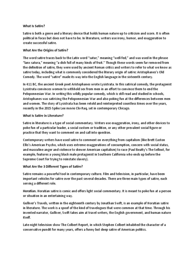 An Introduction to Satire: Its Origins, Types, and Uses in Literature ...