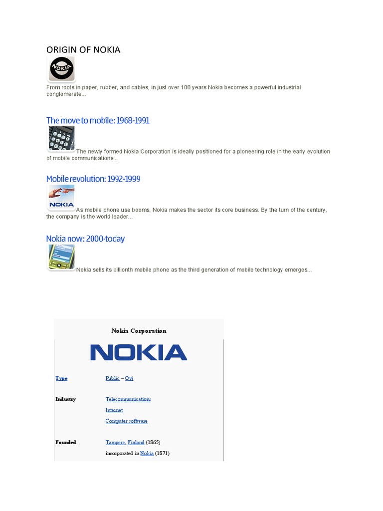 Origin of Nokia | PDF | Information Appliances | Nokia
