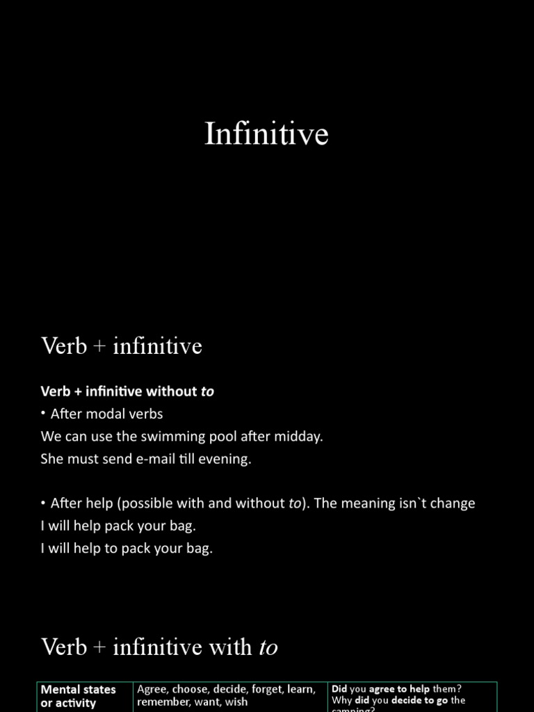 Infinitive | PDF | Verb | Grammar