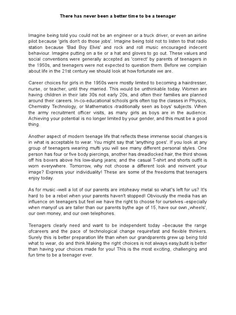 There Has Never Been A Better Time To Be A Teenager | Download Free PDF ...