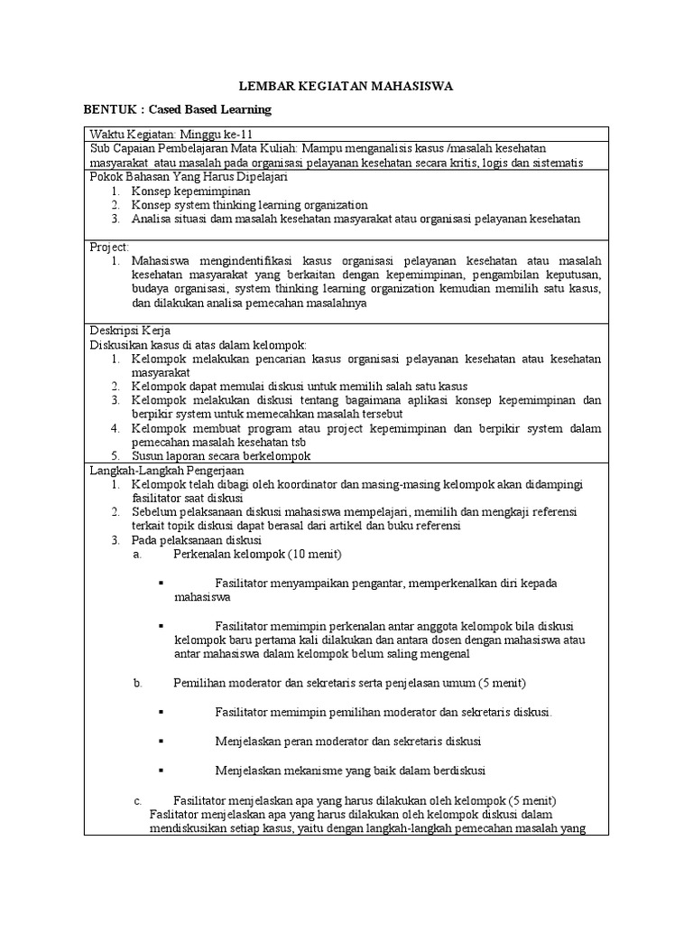 Lembar Kegiatan Mahasiswa CBL | PDF