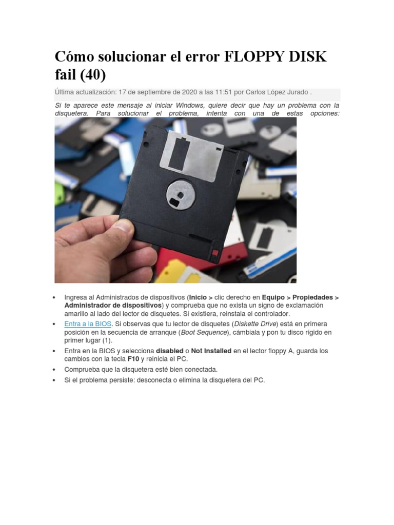 Cómo Solucionar El Error FLOPPY DISK Fail | PDF