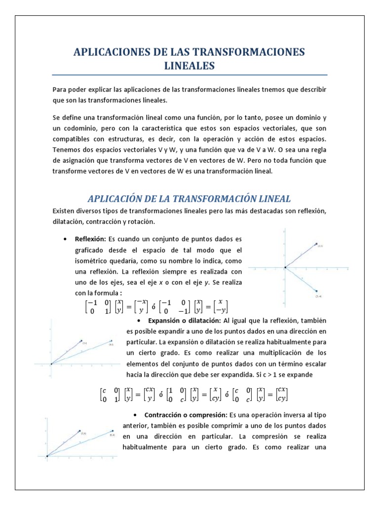 Aplicaciones de Las Transformaciones Lineales | PDF | Espacio vectorial | Mapa lineal