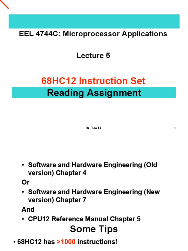 Lecture5 INSTRUCTIONS MICROPROCESSOR APLICATIONS | PDF | Multiplication ...
