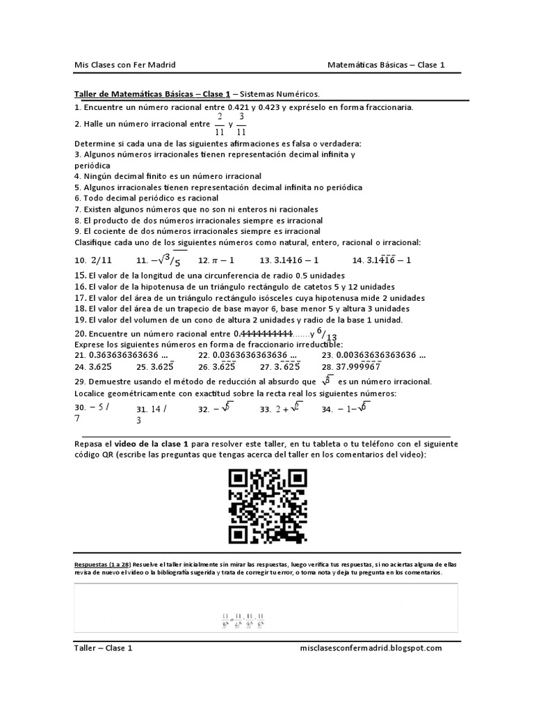Taller 1 Matematicas Basicas | PDF | Número racional | Triángulo