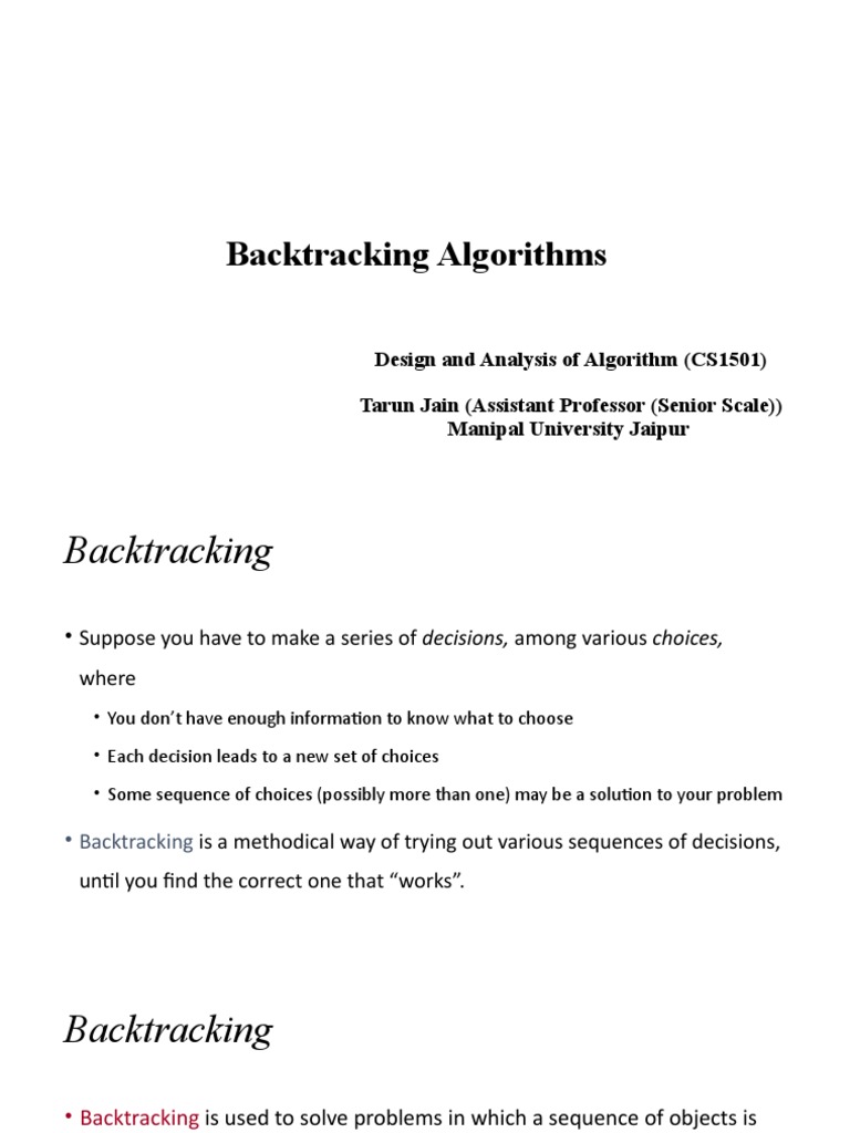 37-39 Backtracking Algorithms | PDF | Combinatorics | Theoretical ... 37-39 Backtracking Algorithms | PDF | Combinatorics | Theoretical ...