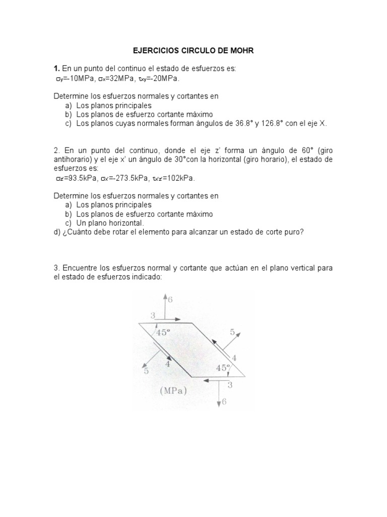 Ejercicios Círculo de Mohr | PDF