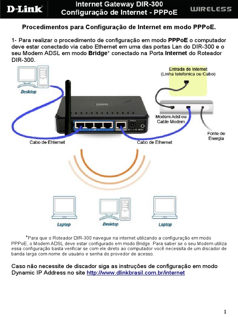 Configurando o Acesso à Internet em Modo PPPoE usando o Roteador D-Link DIR-300 | PDF | Internet ...