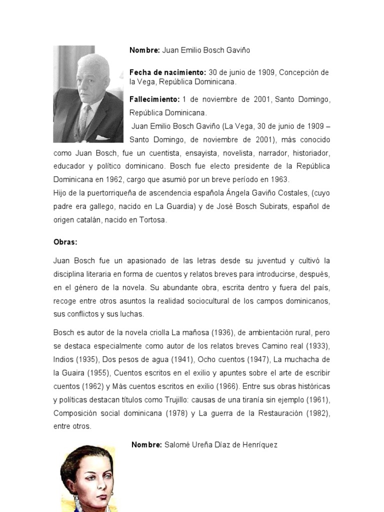 30 Escritores Dominicanos de La Literatura Universal | PDF