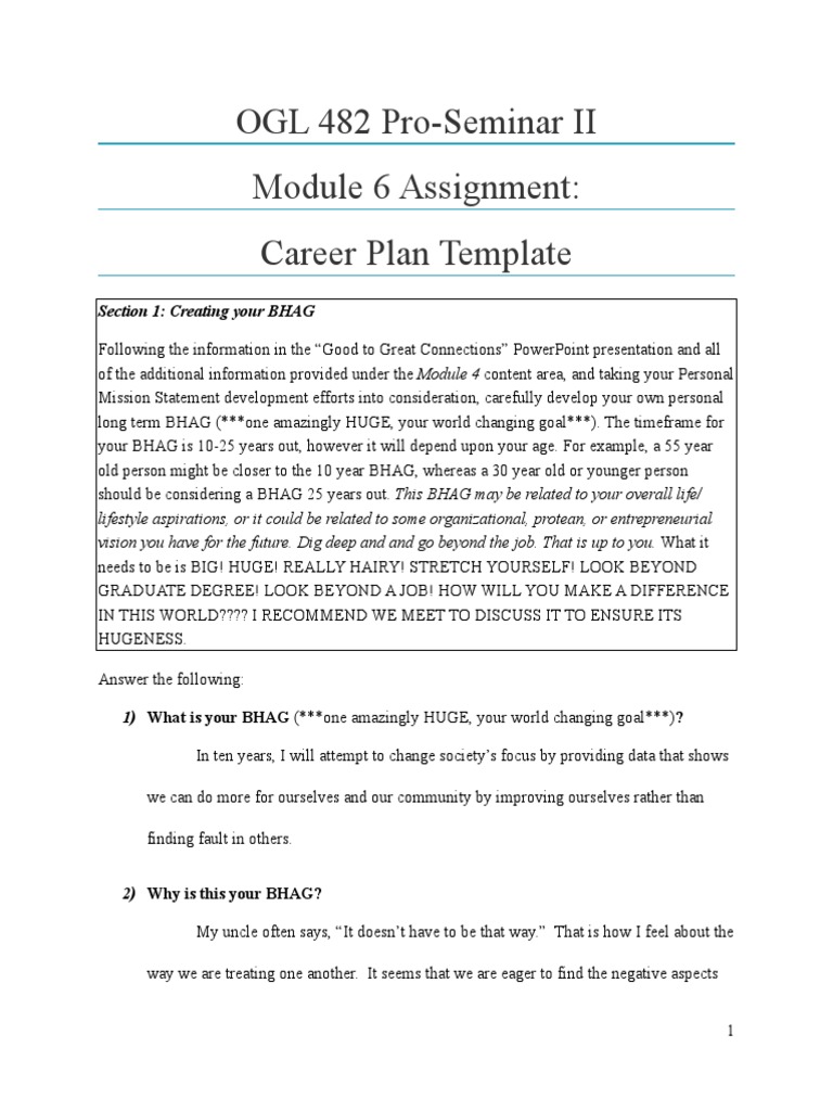 6 Module Assignment Template PDF | PDF | Goal | Caregiver