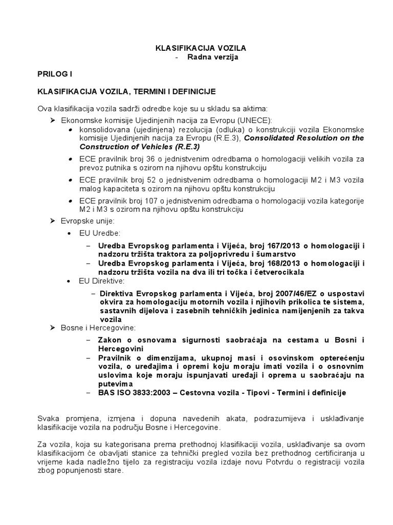 Klasifikacija Vozila RADNI MATERIJAL 29-01-2019 | PDF