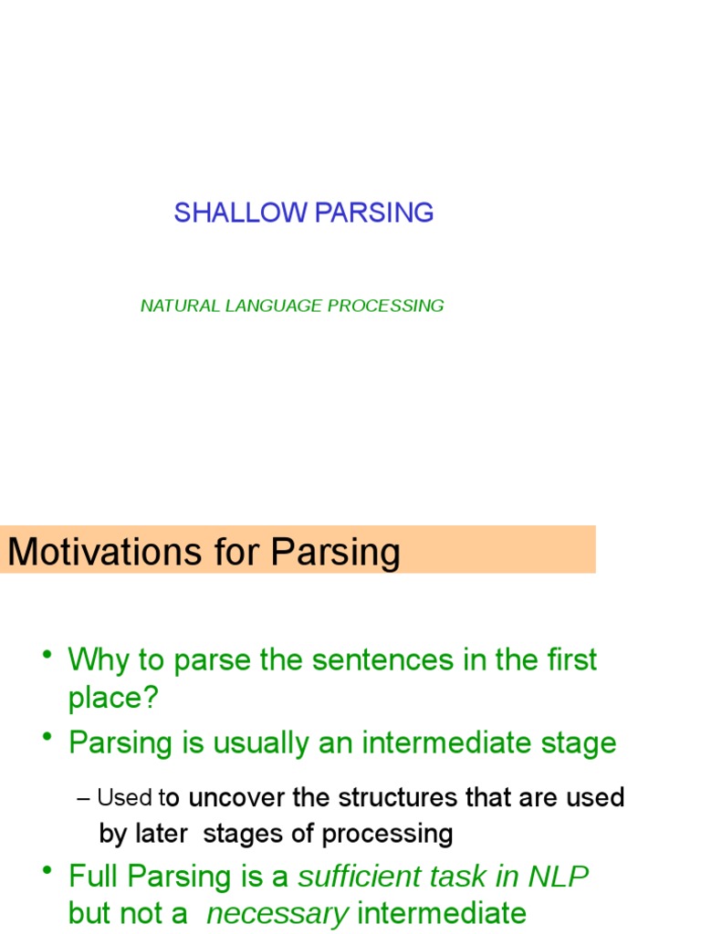 Shallow Parsing: Natural Language Processing | PDF | Parsing | Syntax